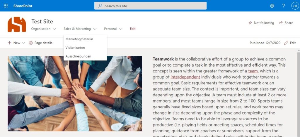 Design of Modern Pages in SP Online using CSS/JS injection
